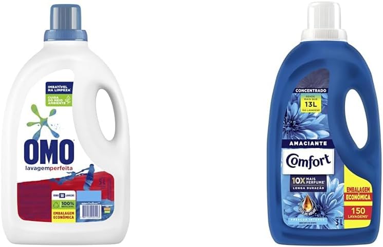Kit OMO Sabão Líquido Lavagem Perfeita 5L + Amaciante Comfort Frescor ...
